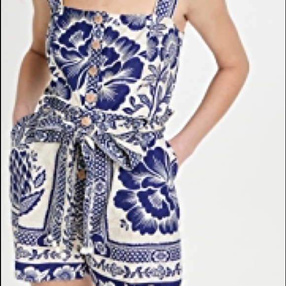 FARM Rio | Pants & Jumpsuits | Farm Rio Blue Pineapple Garden Romper ...